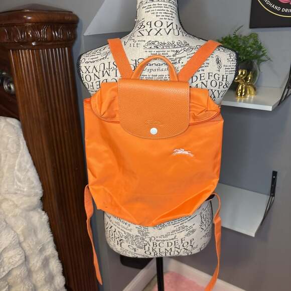 Longchamp | Bags | Longchamp Le Pliage Club Backpack In Vibrant Orange ...